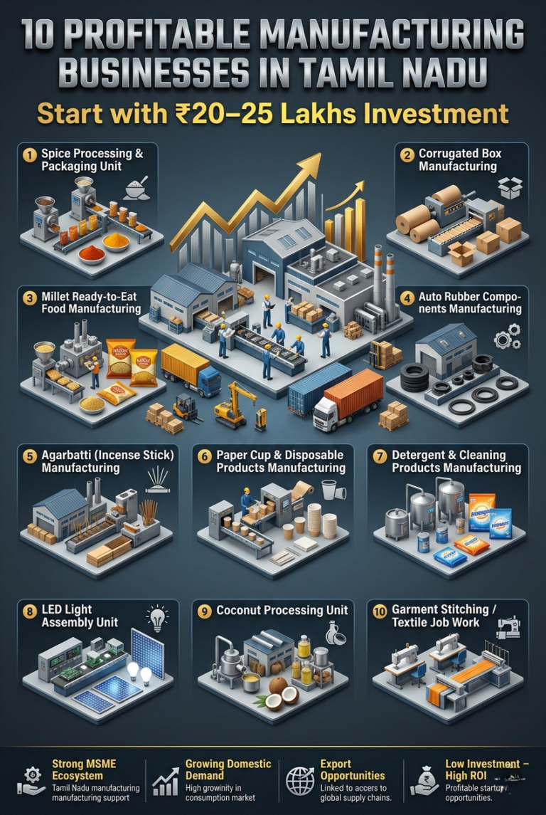 Tamil Nadu Manufacturing Business: 10 Profitable Ideas